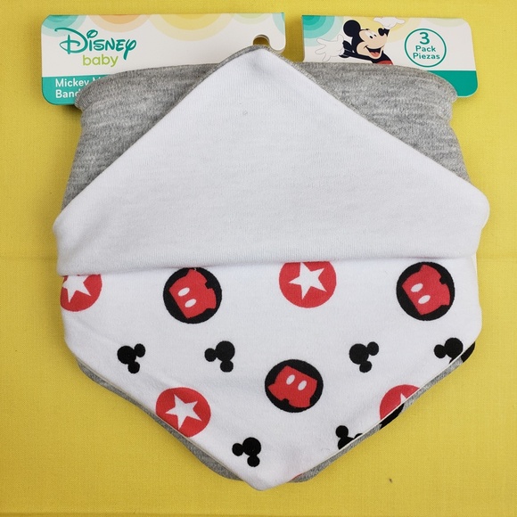 Disney | Accessories | Disneys Mickey Mouse Baby 3pack Bandana Bibs ...